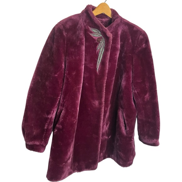 Jackets & Coats | Vintage 7s Plush Plum Faux Fur Coat | Poshmark